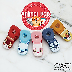 COOK WITH COLOR Cute Magnetic Bag Clips - 10 Pc. Set of Chip Clips and Snack Clips with Printed Designs- Kitchen and Food Bag Clips for Airtight Seal for Food Storage (Animal Pals)