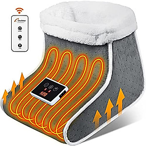 Foot Warmer - Double-Side Heating Electric Heated Foot Warmers for Men and Women Foot Heating Pad with 6 Levels Temp and 4 Timers (L- Remote Control)