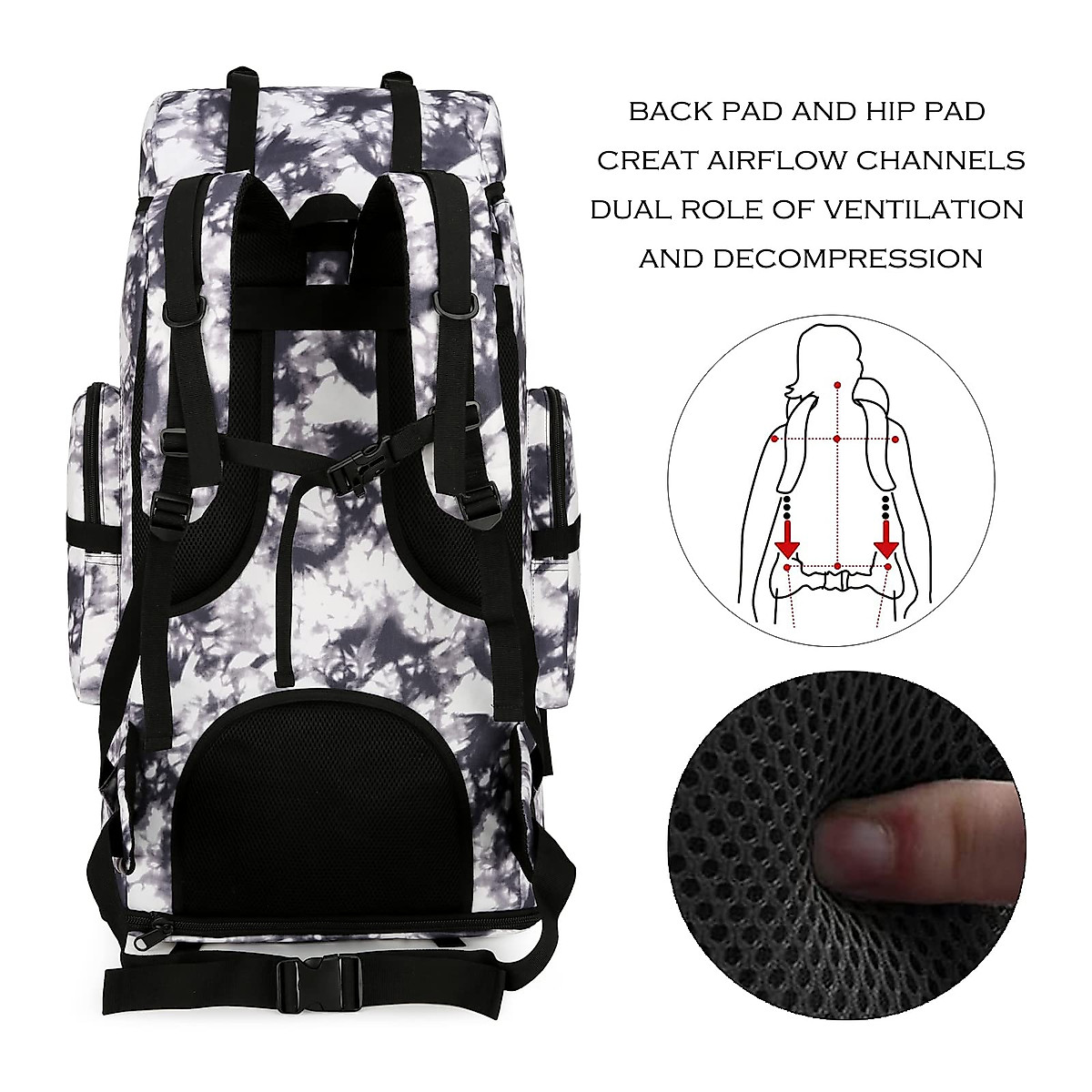 W WINTMING Hiking Backpack for Men 70L/100L Camping Backpack Military Rucksack Molle 3 Days Assault Pack for Climbing
