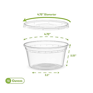 Elegant Disposables 12 OZ - 24 Sets Plastic Deli Food Storage Containers with Airtight Flexible Lids Microwavable, Leak Free, Washable, Freezer Safe.