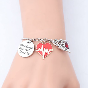PLITI Phlebotomist Gift Phlebotomy Technician Gift Phlebotomy Graduation Gift She Believed She Could So She Did Bracelet (she believed Phlebotomy bg)