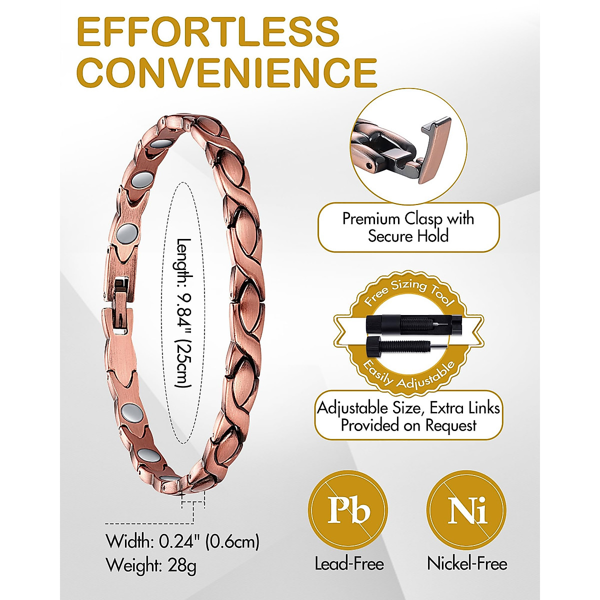 Feraco Magnetic Copper Anklets for Women Copper Ankle Bracelet for Women 99.99% Pure Copper with Magnets for Feet & Ankles (X Shape)