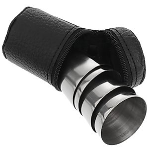 Operitacx 4Pcs Mini Travel Shot Cups Stainless Steel Shot Glass Drinking Tumbler Beer Wine CupsWhiskey Mugs with Leather Carrying Case for Whiskey Tequila Liquor Barware Gifts (30ml)
