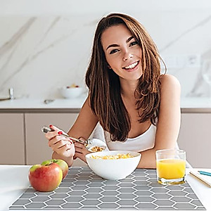 Glotoch Premium Non Slip Shelf Liner 12” X 20FT, Non Adhesive Drawer Liner, Waterproof Shelf Liners for Kitchen Cabinets, Drawer, Fridge, Wire Shelving, Pantry, Bathroom-Heavy Duty, Grey Geometric