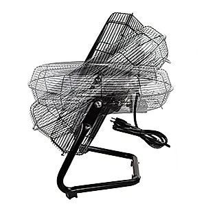 Comfort Zone CZHV20BK 20” High-Velocity 3-Speed Cradle Floor Fan with 180-Degree Adjustable Tilt, Convenient Carry Handle and Rubber Feet for Stability, Black