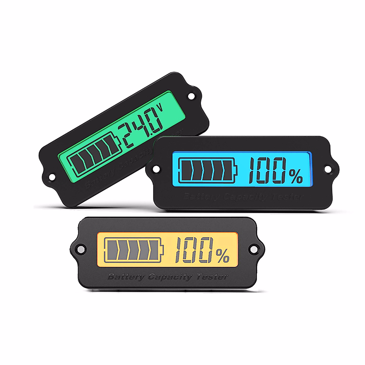 NOYITO DC Battery Meter Tester 8V-63V LCD Digital Battery Capacity Monitor Gauge Blue Green Yellow Suitable for 3-16 Strings Lithium-ion LiFePO4 Battery 12V - 60V Lead-Acid Battery (Yellow)