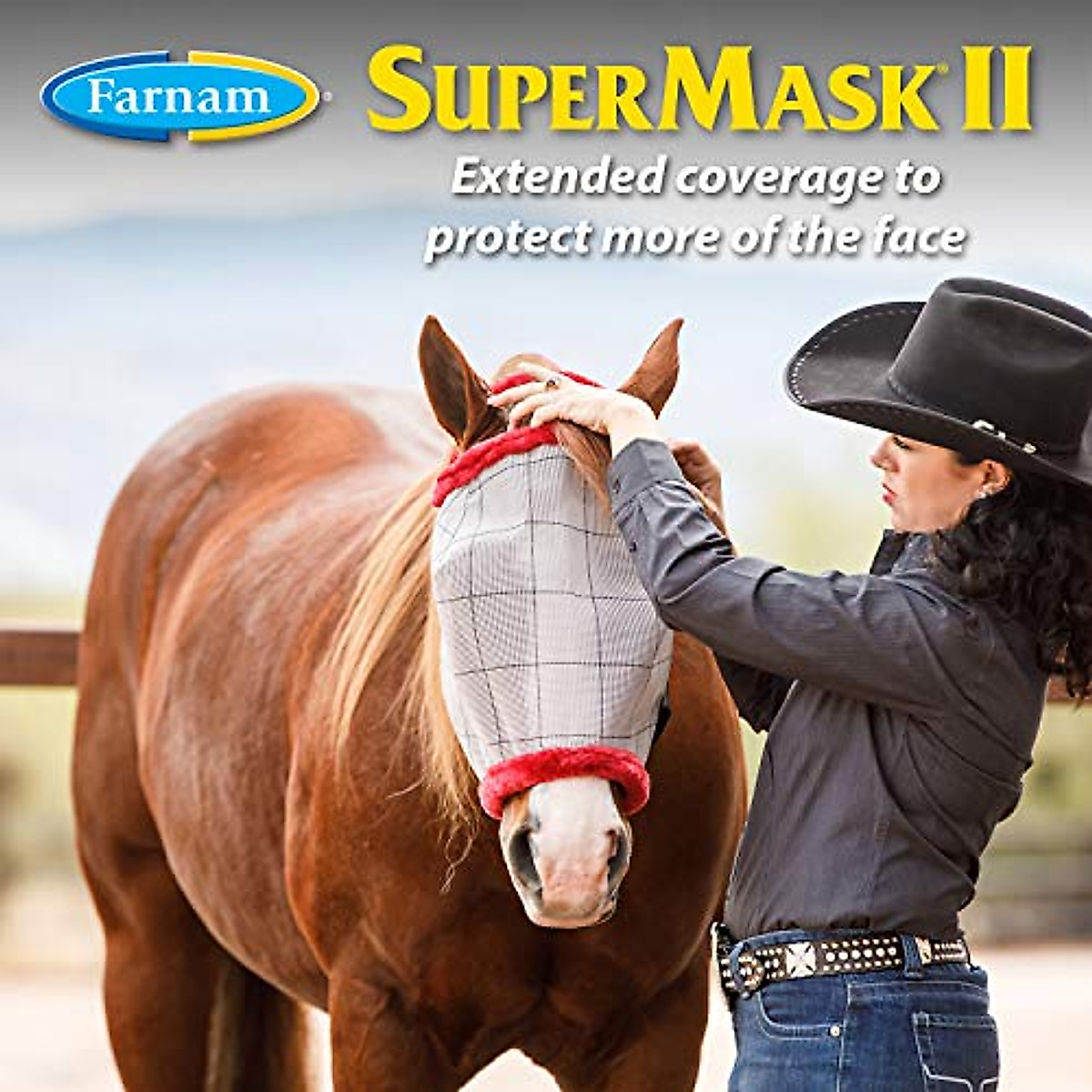 Farnam Home and Garden 100502911 No Ears Fly Mask Yearling for Horse - Color May Vary