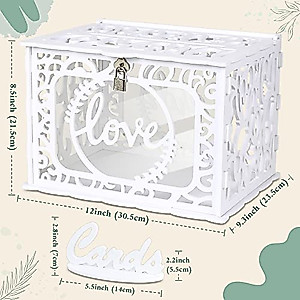 OurWarm DIY White Wedding Card Box with Lock and String Lights, PVC Hollow Card Box Graduation Card Box Perfect for Wedding Reception Anniversary, Baby Showers, Birthdays, Bridal or Baby Showers