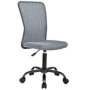Simple Office Chair, Mesh Office Chair Armless Home Office Desk Chair Adjustable Computer Chair Task Rolling Swivel Chair for Working,Meeting,Reception Place, Grey