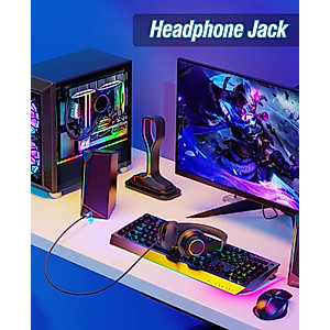 LENRUE Computer Speakers, USB/USB-C Powered PC Speakers with Loud Stereo Sound, Headphone-in for Desktop, iMac, MacBook, Laptop, Monitor (USB-C to USB Adapter Included)