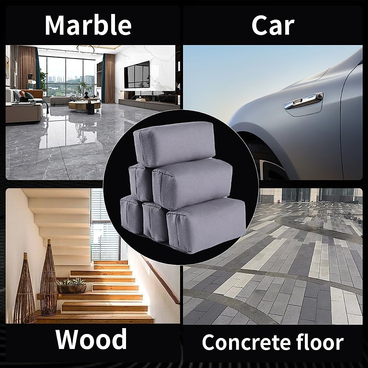 ANTSHINY Microfiber Applicator Pad, Car Detailing Suede Sponge Applicator, 6Pcs Coating Sponge Pads for Cars, Ceramic Spray Coating, Applying Wax, Sealants & Other Conditioners-（6pcs）