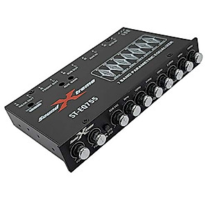 SoundXtreme ST-EQ755 1/2 Din 7 Band Car Audio Parametric Equalizer EQ with Front, Rear + Sub Output 8 Volt RMS Three Stereo RCA Output Built-in Input AUX / DVD Select Switch