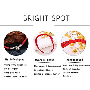 Protection Bracelet for Women and Men Real 925 Sterling Silver Lucky Bell Amulet Red Rope Bracelet Handmade String Adjustable Jewelry Gift Red 6