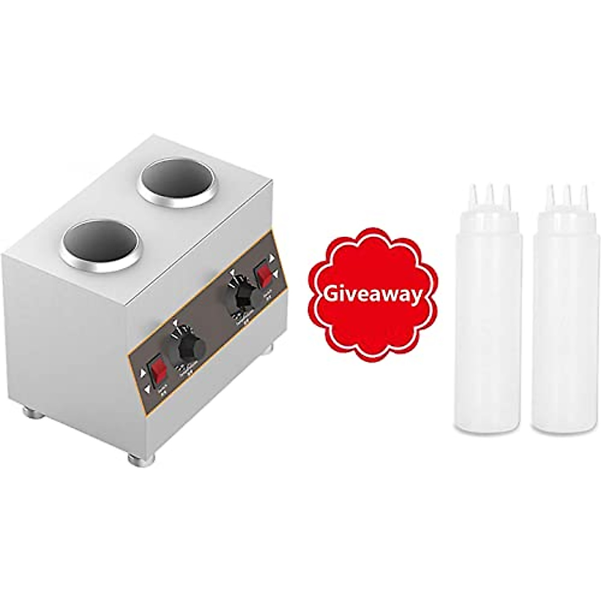 Electric Cheese Sauce Warmer,320W Commercial Food Sauce Heater,Multifunction Sauce Warmer Dispenser,30-85℃ Jam Chocolate Liquid Heater Machine,Automatic Jam Sauce Preservation Machine,650ML/Bottle
