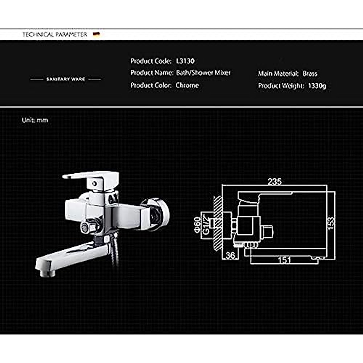 Kitchen Taps Classic Bathtub Faucet Bathing Shower Bathroom Wall Mounted Bath Faucet Set Mixer Hot And Cold Water Single Handle