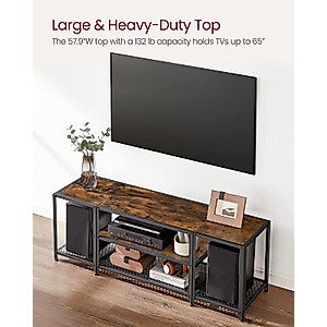 VASAGLE Modern TV Stand for TVs up to 65 Inches, 3-Tier Entertainment Center, Industrial TV Console Table with Open Storage Shelves, for Living Room, Bedroom, Rustic Brown and Black ULTV097B01