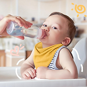 NLUS Muslin Baby Bibs for Teething and Drooling 100% Cotton Baby Bandana Drool Bibs for Baby Boys Girls, Solid Colors