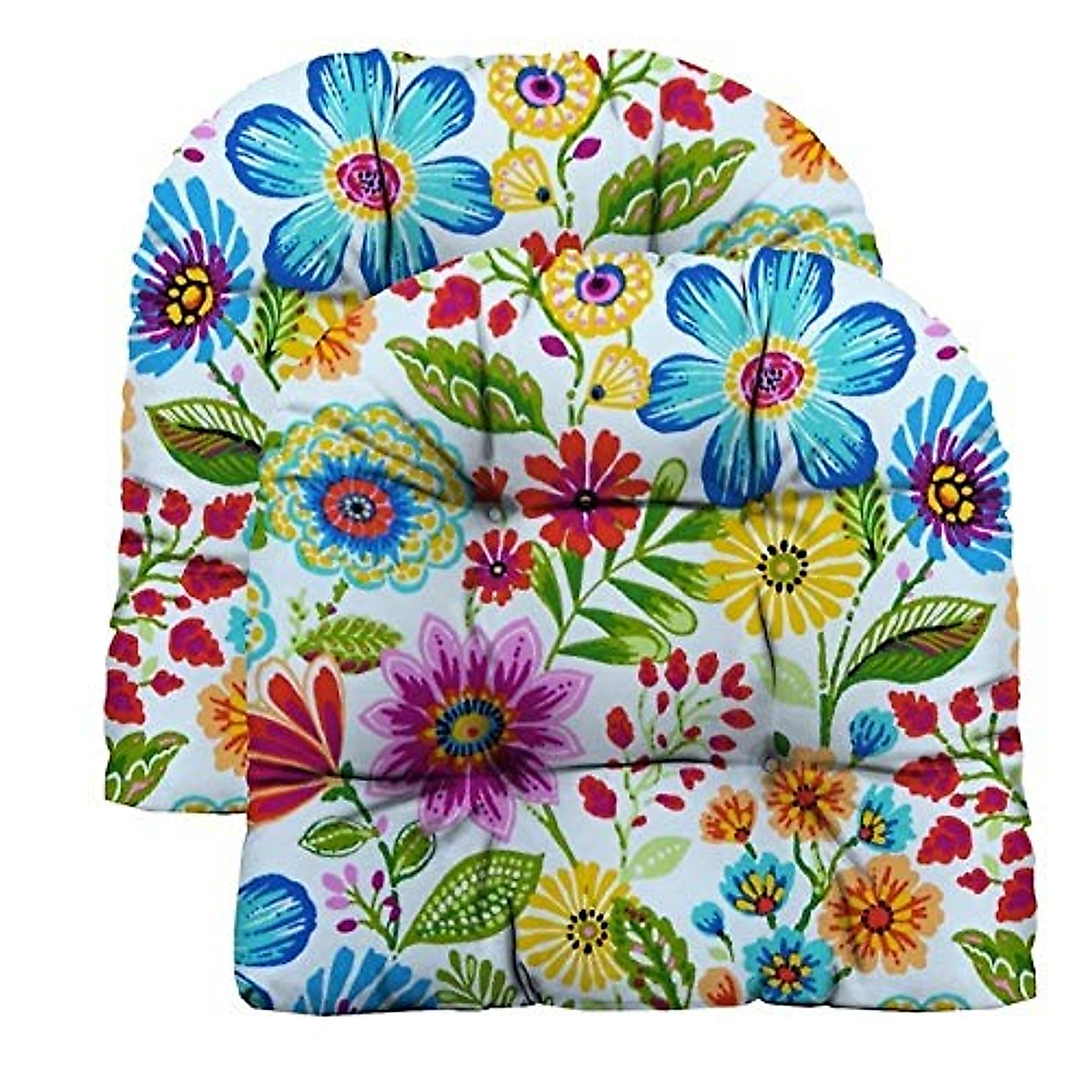 RSH DECOR: Tufted U-Shape Wicker Seat Cushions Set of 2 | 19” x 19” | All-Weather Spun Fabric | Water-Resistant | Outdoor Chair Cushions for Patio Furniture | Gregoire Fresco