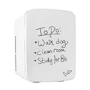 Cooluli Vibe Mini Fridge for Bedroom - With Cool Front Magnetic Whiteboard - 15L Portable Small Refrigerator for Travel, Car & Office Desk - Plug In Cooler & Warmer for Food, Drinks & Skincare (White)