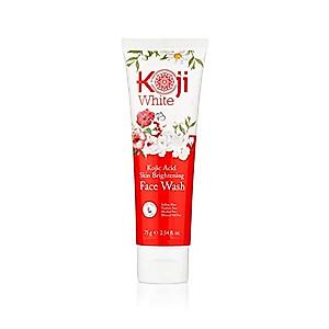 Koji White Kojic Acid Skin Brightening Face Wash for Exfoliating Face, Hydrating Face Moisturizer, Vegan Face Wash, Even Skin Tone with Vitamin C, Flower Extracts, Vitamin E, 2.54 Fl Oz
