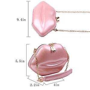 SUKUTU Patent Leather Lip Purse Box Clutch Lip Shaped Party Prom Unique Design Purses Womens Evening Clutch for Teen Girls