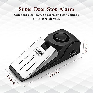 EMDMAK Door Stop Alarm with 120DB Siren Door Stop for Home & Travel (Black) (Pack of 2)