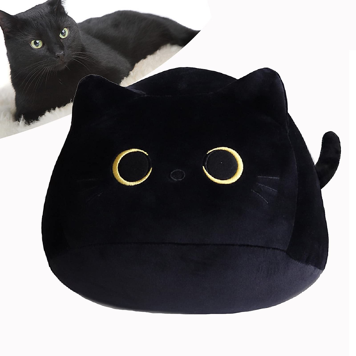 Taifctft Black Cat Plush Toy Pillow,21.7in Soft Plush Doll Cat Plushie Cat Pillow, Cute Stuffed Animal Soft Plush Pillow Baby Plush Toys Cat Shape Novelty Design Sofa Pillow Decoration Doll