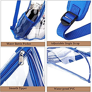 Clear Sling Bag Stadium Approved Crossbody Clear Backpack for Concert Festival Game (Blue)