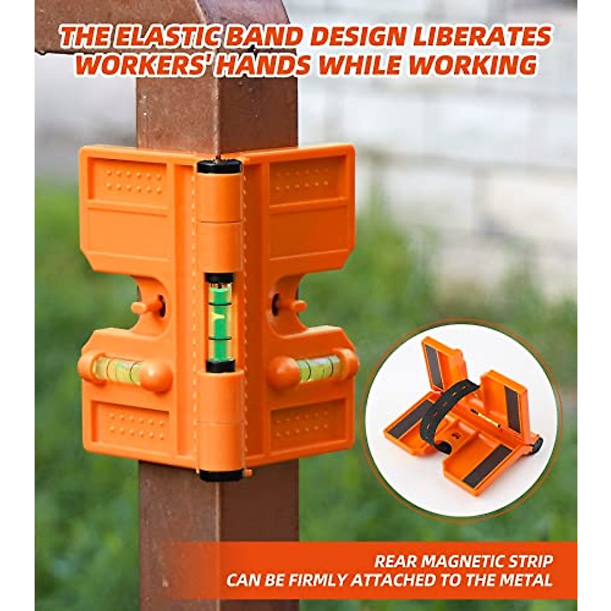RONGPRO Magnetic Post Level, Folding Magnetic Post Level with Elastic Loop for Hands-free Work