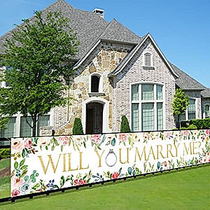 Will You Marry Me Backdrop Banner Decorations, Large Wedding Engagement Party Sign Supplies, Bridal Shower Photo Booth Props Décor (9.8x1.6ft)