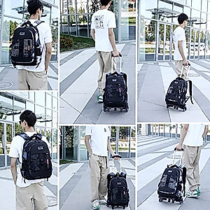 Mildame Boys Rolling Backpack Kids Luggage Bookbag with Wheels Elementary Wheeled Schoolbag Trolley Bag for Teens
