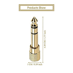 JINHEZO 1/4 to 3.5mm Adapter Headphone Jack, 6.35mm Male to 3.5mm Female Stereo Audio Jack Adapter for Aux Cable, Guitar Amplifier, Headphone, 6 Pack Golden