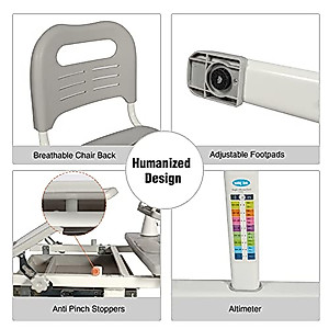 RedSwing Kids Desk and Chair Set, Adjustable Height Children Study Table Chair with Led Light, Bookstand, Portable Kids Desk with Tilted 0-60° Table Top for Age 3-15, Gray