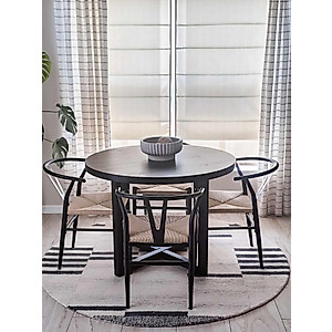 BoutiqueRugs Aibonito Hand Tufted Wool Natural Fiber Soft Large Area Rug - Modern Broken Stripe Carpet for Living Room, Bedroom, Dining Room - Black, Beige, Taupe - 8' x 10' (8x10 Area Rug)