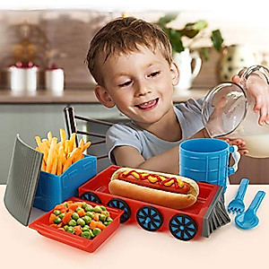 KidsFunwares Chew-Chew Train Kids Dinnerware Set with Utensils, Blue