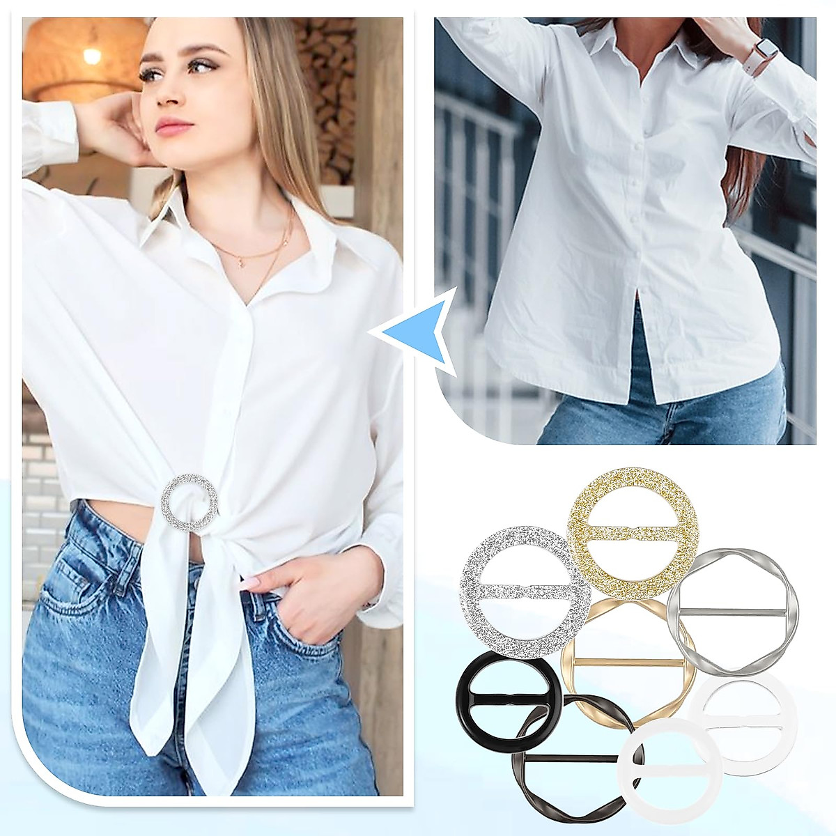 PEOVLVN 8 Pcs Shirt Ties Clips for Women