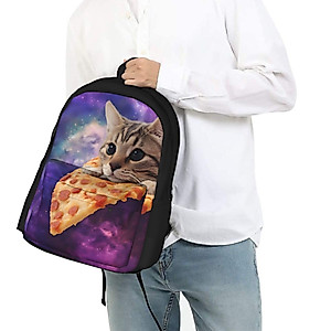 Galaxy Pizza Funny Cat Girls Backpacks School kids Bookbag Children Travel Shoulder Bag Casual Daypack 17 Inch Plus Laptop Bag for Unisex Teens Women Boys