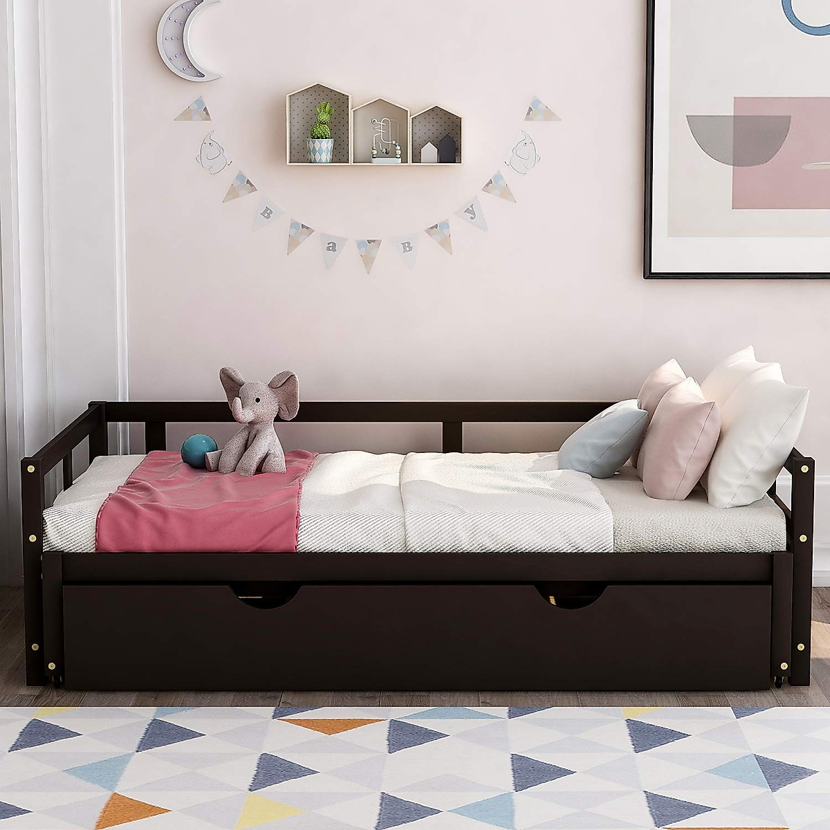 SOFTSEA Twin to King Daybed with Trundle, Extendable Twin Daybed to King Daybed Sofa Bed Frame No Box Spring Needed