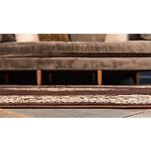 Unique Loom Reza Collection Traditional Persian Style Area Rug, 9 x 12 ft, Brown/Ivory