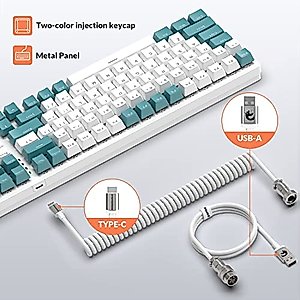 K3-95% Wired Gaming Keyboard and ultra-light honeycomb mouse with Coiled Usb C Cable，Clicky Blue Switch LIGHTSYNC RGB Chroma Backlit TKL 98 key 4 in 1 Gaming Bundle Retro Metal Panel for PC/Mac