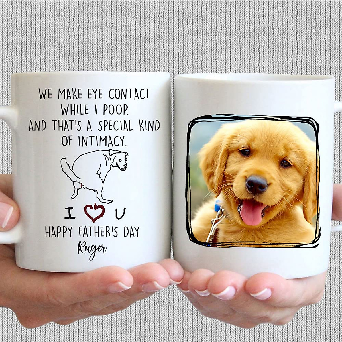 PrimeStore Personalized We Make Eye Contact While I Poop Mug Happy Mothers Day Father's Day Gifts For Dog Mom, Dog Dad, Dog Lovers, Pet Lovers Custom Name Color Changing Mug, Tumbler Multi 3