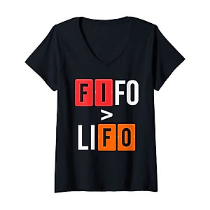 Womens FIFO LIFO Math Accountant Finance CPA Bookkeeper Funny Cute V-Neck T-Shirt