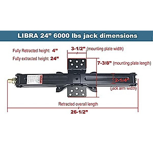 Set 4 Libra 24" 6000lbs RV Trailer Camper Stabilizer Leveling Scissor Jacks w/Dual Power Drill sockets & mounting Hardware Set
