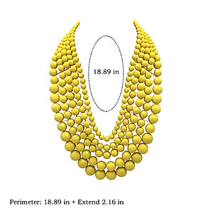 JHWZAIY 5 Layered Beaded Statement Chunky Necklaces For Women - Multi Strand Colorful Bead Layered Bib Necklace For Women Fashion Jewelry Costume Earring Set (Yellow)