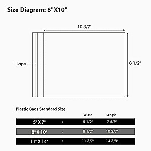 Somime 100 Pack Acid-Free Crystal Clear Sleeves Storage Bags for 8x10 Art Prints/Pictures/Photos/Framing Mat Mattes (Bag Size: 8 1/2” x 10 3/7”)