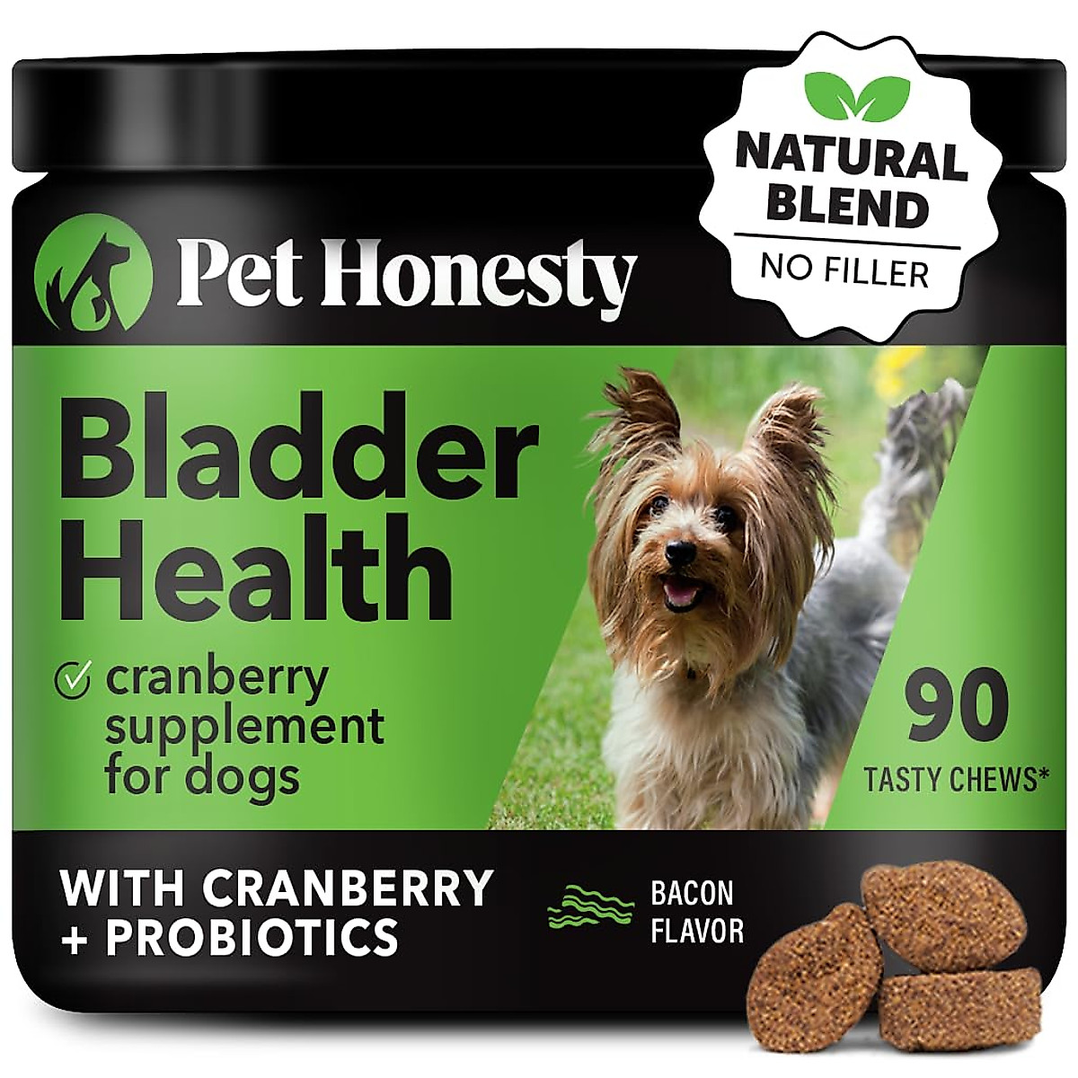 Pet Honesty Cranberry Bladder Health for Dogs – Contains Active Ingredients - Cranberry & D-Mannose to Help Support Dog Urinary Tract Health, Dog Bladder Support, & Kidney Support for Dogs (Bacon)