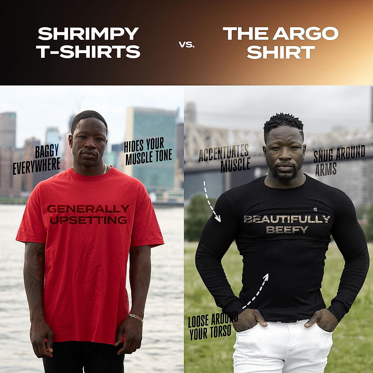 The Argo Ultra Soft Long Sleeve T-Shirt for Men Cotton - Order a Size Up, Black/XL