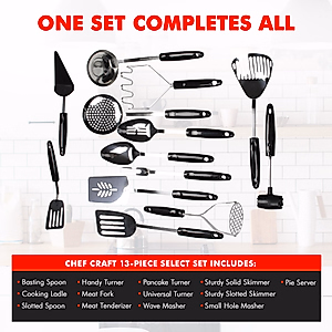 Chef Craft Select Turner/Spatula, 14.5 inch, Stainless Steel/Black