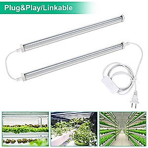 TVTUTPWY T5 Grow Lights 5000K Full Spectrum,1.4FT (2pcs x 10 Watts) Plant Growing Lamp,End-to-End Connectable Led Light Strips for Indoor Plants Succulents Flowers Growing
