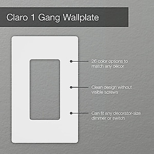 Lutron Claro 1 Gang Decorator/Rocker Wallplate, Gloss, Black (1-Pack) | CW-1-BL (Pack of 2)
